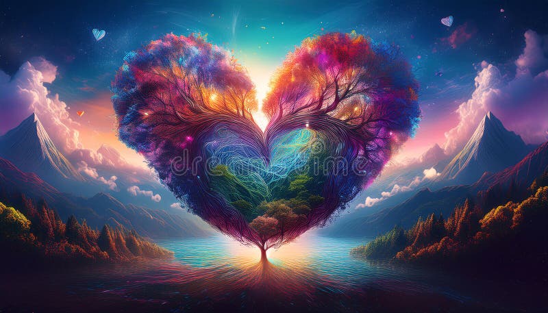 A Vibrant Heart-shaped Tree, Rooted in Nature, Symbolizes Love and ...