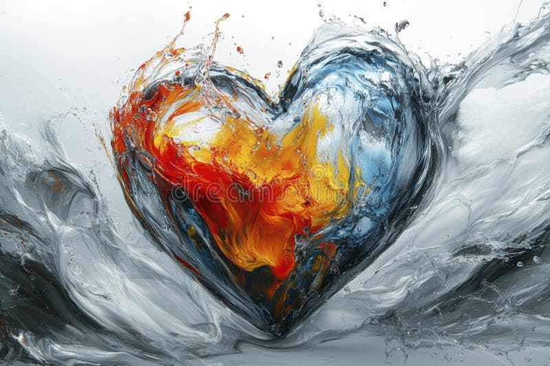 Vibrant Heart Shaped Water Splash Art for Creative Design Stock ...