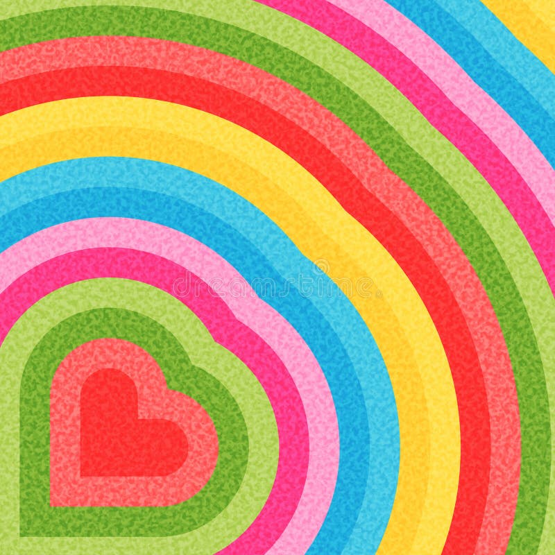 Vibrant Heart with Textured Rainbow Concentric Layers Stock Vector ...