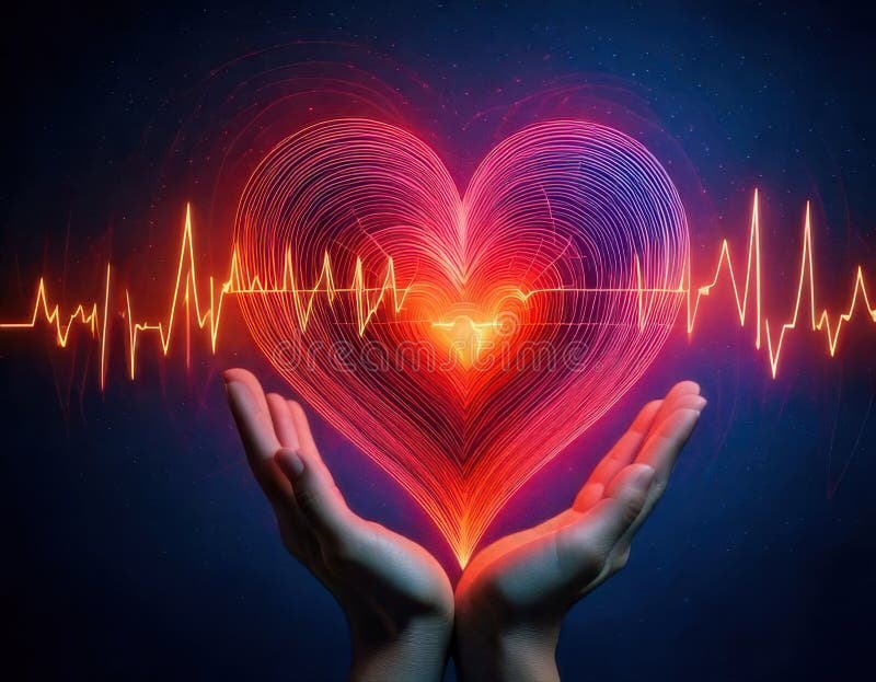 Vibrant Heartbeat Line Heart Symbol Stock Illustration - Illustration ...