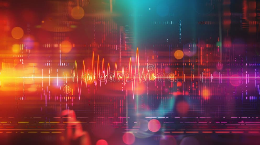 Vibrant Heartbeat Visualization with Sound Waves and Digital Equalizer ...