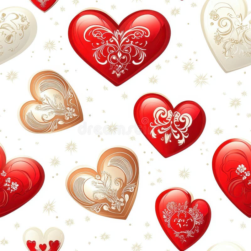 Vibrant Hearts Pattern with Elegant Designs Ideal for Romantic Themes ...