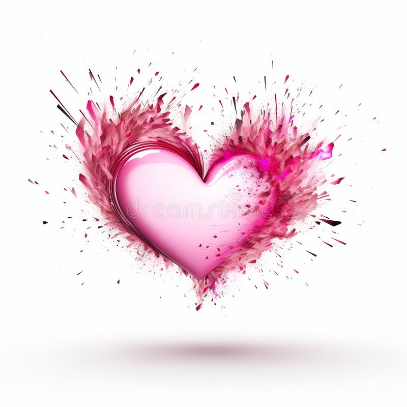 Vibrant Hearts and Shattered Glass: a Romantic Explosion of Colo Stock ...