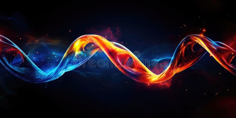 Vibrant Helix of Blue and Orange Energy in Dynamic Abstract Art Stock ...