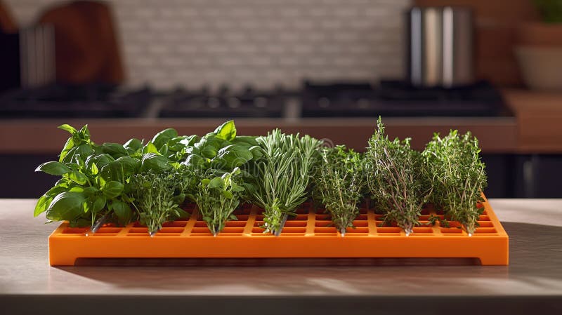 A Vibrant Herb Drying Rack with Bundles of Fresh Thyme, Rosemary, and ...
