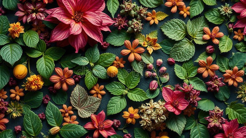 Vibrant Herbal Pattern Background a Bold and Impactful Design for Print ...