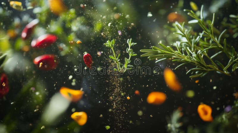 Vibrant Herbs and Spices in Motion Stock Illustration - Illustration of ...
