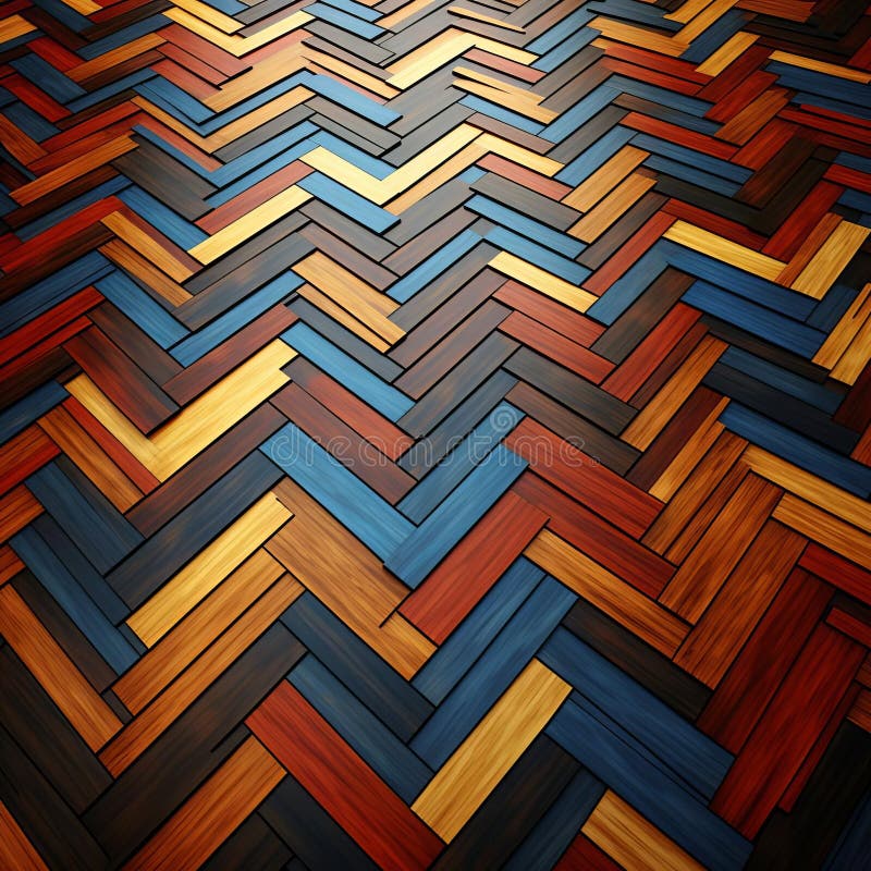 Vibrant Herringbone Patterned Wooden Floor in 3d Design Stock ...