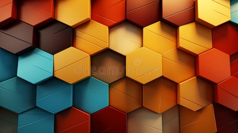 Vibrant Hexagon Pattern Featuring Tessellating Shapes in a Flat ...