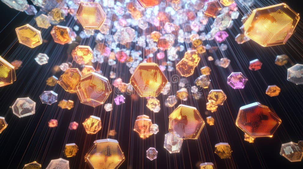 Vibrant Hexagonal Crystal Patterns in Dynamic Light Display Creating a ...