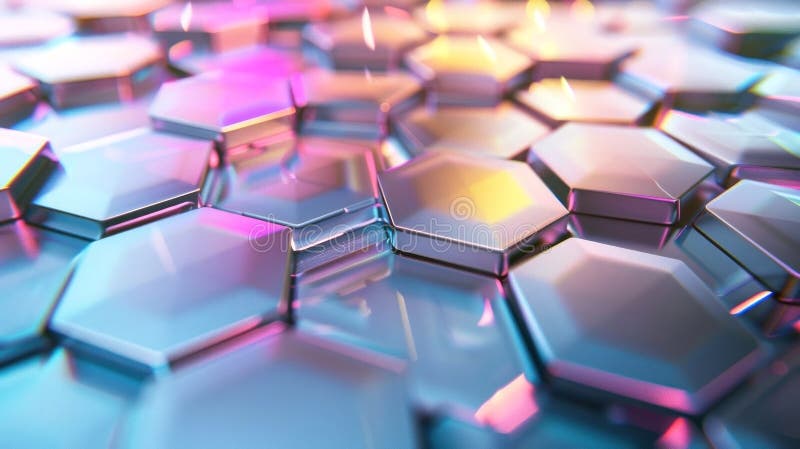 Vibrant Hexagonal Pattern with Dynamic Color Reflections Creates a ...