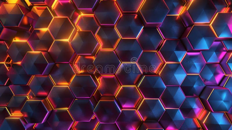 Vibrant Hexagonal Pattern with Interlocking Design Pulsating ...