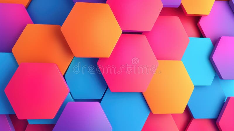Vibrant Hexagonal Patterns in Neon Colors Create a Stunning Modern ...