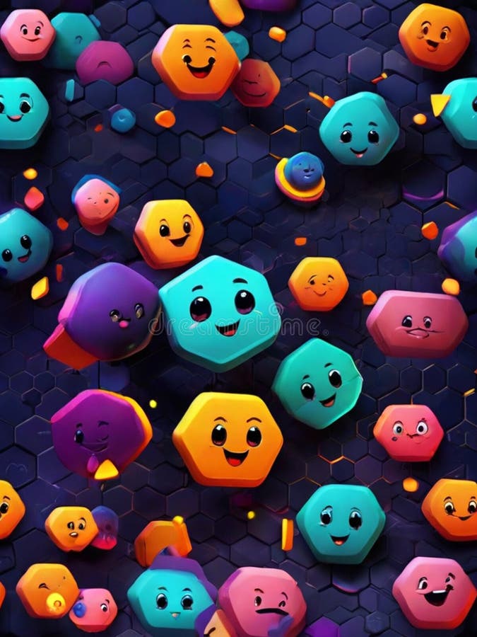 Vibrant Hexagonal Tiles a Creative 3x3 Matrix for a High-Resolution 3D ...