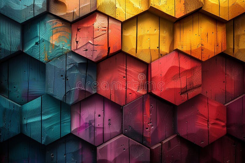 Vibrant Hexagonal Wood Panel Design Stock Illustration - Illustration ...