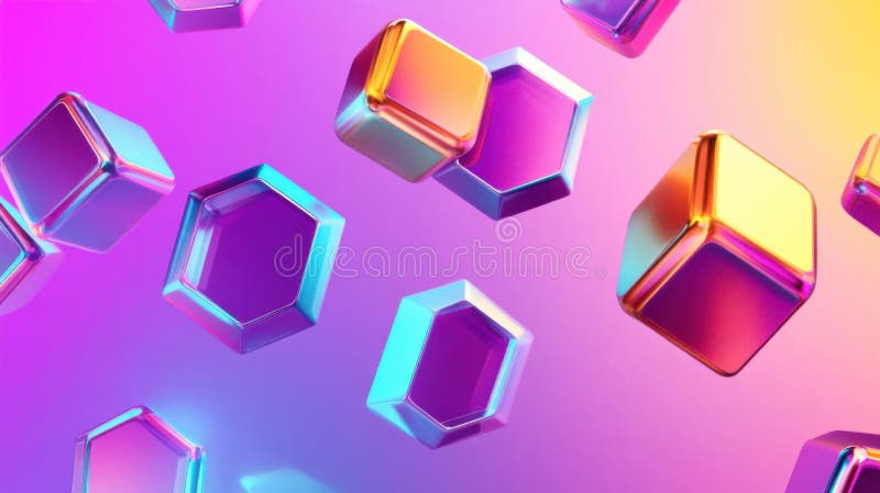 Vibrant Hexagons and Cubes Fall Gracefully Stock Illustration ...