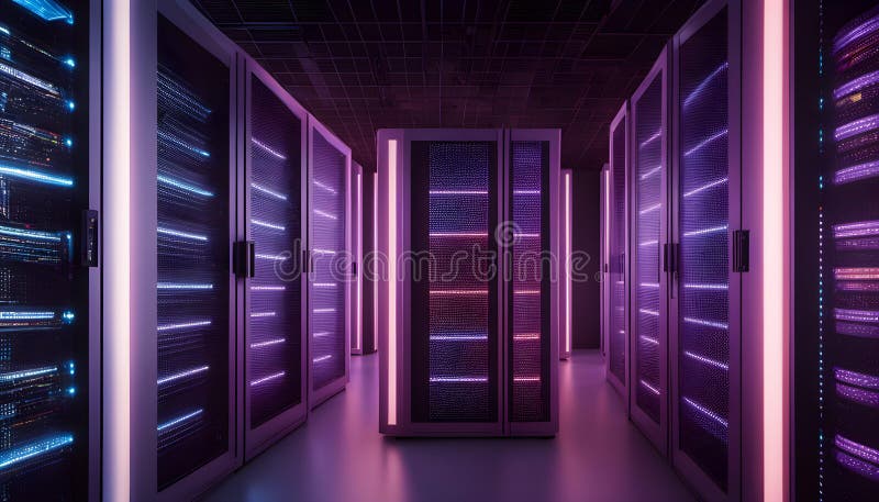 A Vibrant, High-resolution Image Showcasing a Sleek, Modern Server Rack ...