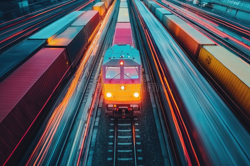 Vibrant High-Speed Freight Train in Motion, Logistics and Dynamic ...
