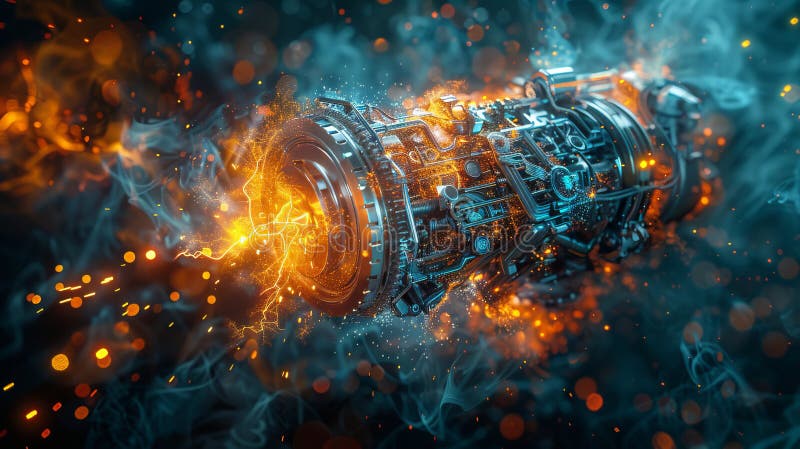 A Vibrant, High-tech Image of a Futuristic Mechanical Energy Core with ...