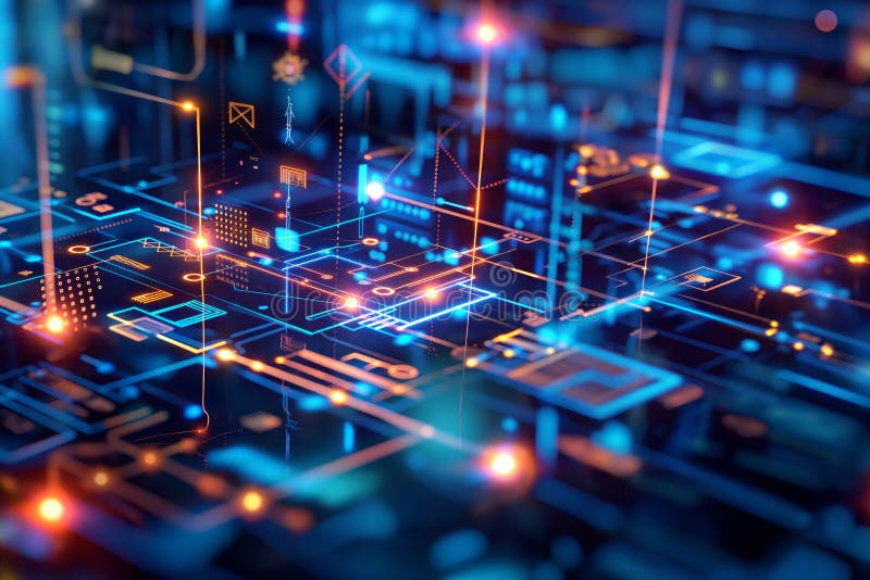 High-Tech Motif with Smart Technology Design Stock Image - Image of ...