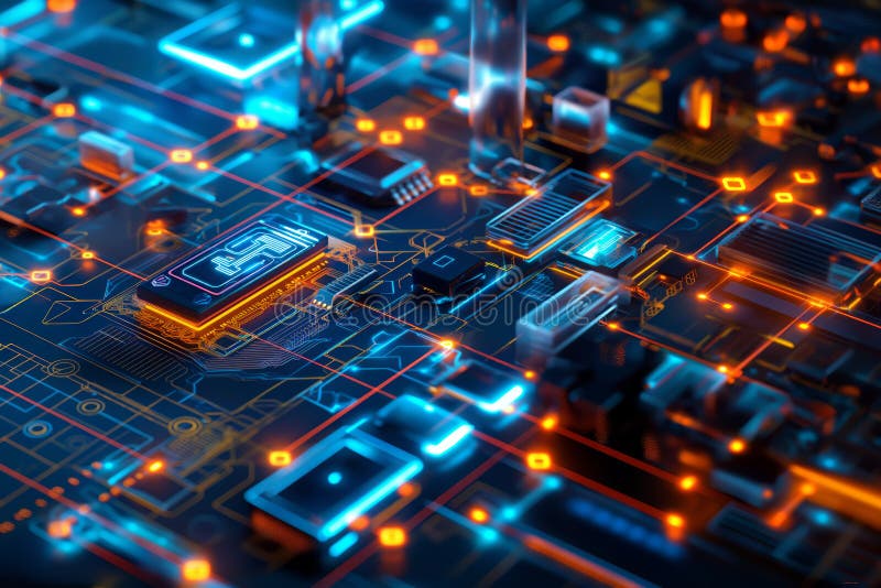 High-Tech Motif with Smart Technology Design Stock Image - Image of ...