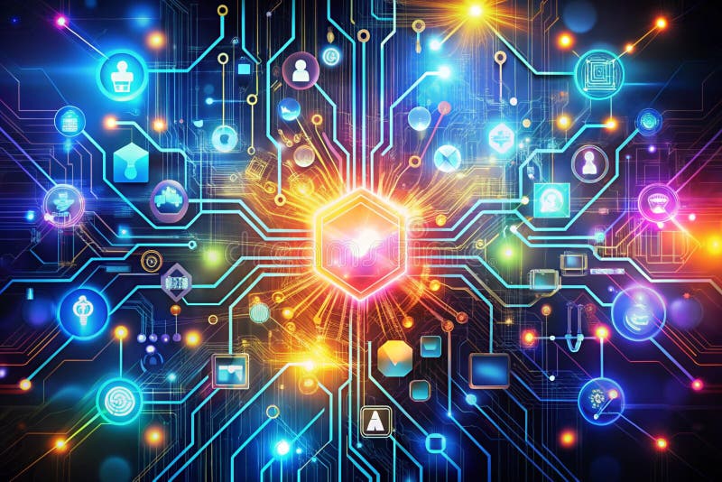 High-Tech Motif with Smart Technology Design Stock Illustration ...