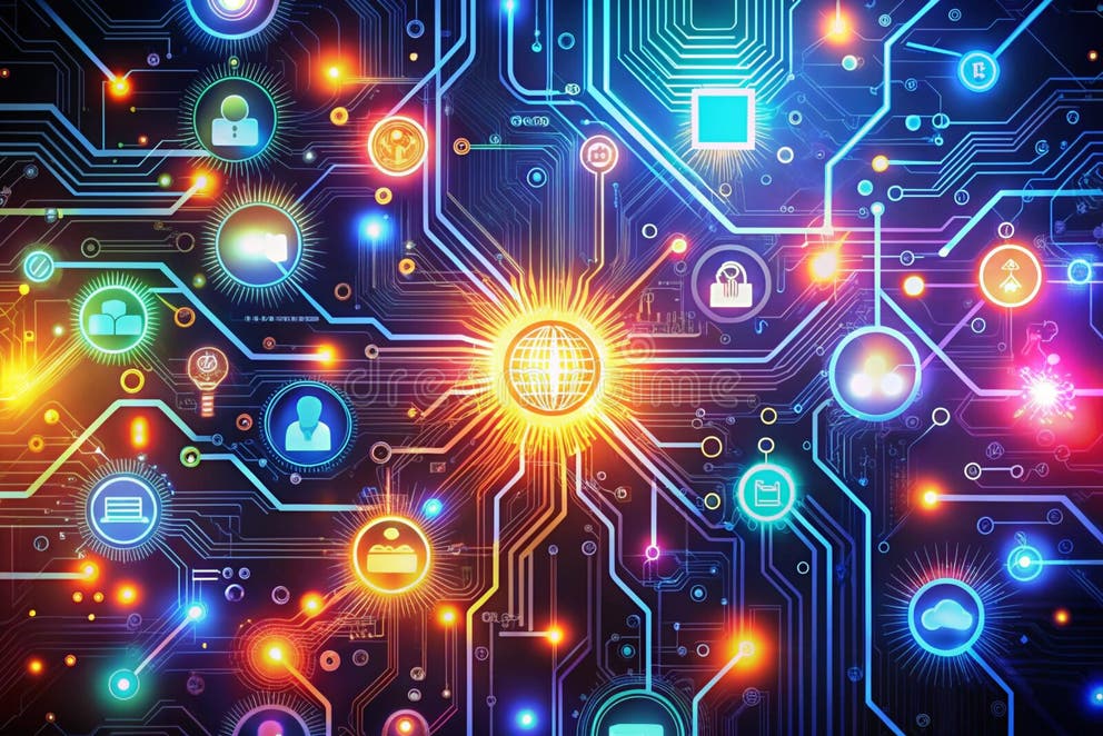 High-Tech Motif with Smart Technology Design Stock Illustration ...