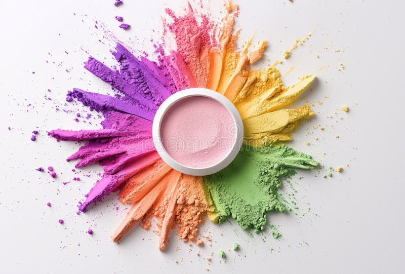 Vibrant Holi Colors Spread in Beautiful Pattern Around Bowl Stock ...