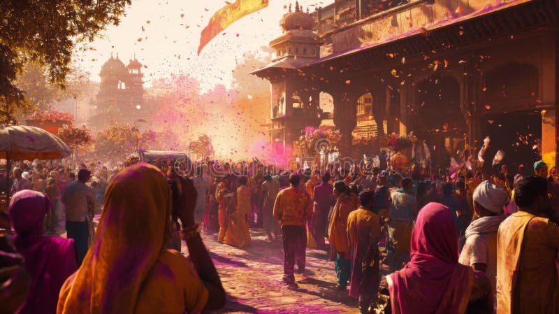 Vibrant Holi Festival Celebration in India Stock Illustration ...