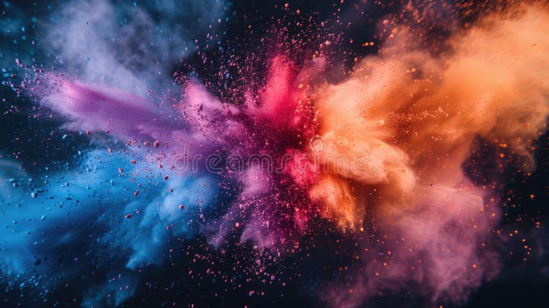 Vibrant Holi Powder Explosion on Colorful Backdrop - Abstract Closeup ...