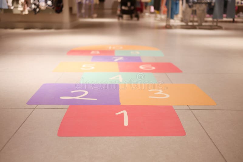 Vibrant Hopscotch Game Painted Indoor Stock Image - Image of children ...