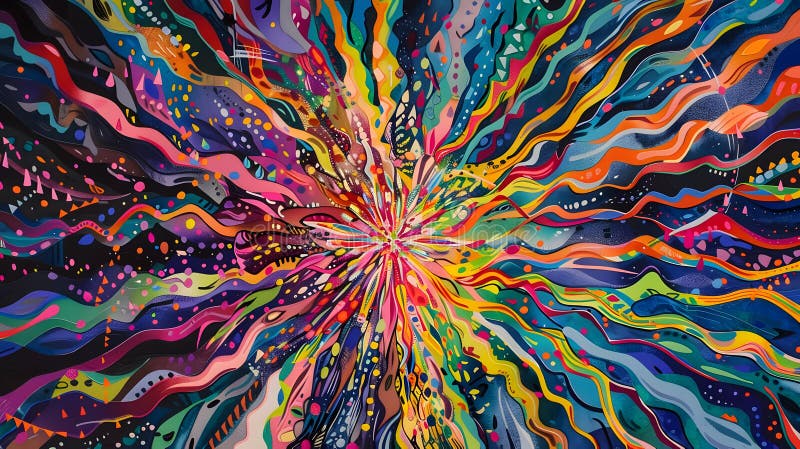 Vibrant Hues Explode, Abstract Art Radiates Energy and Joy, a Symphony ...