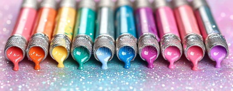 Vibrant Hues Spill from Colorful Paint Pots on a Workspace Full of ...