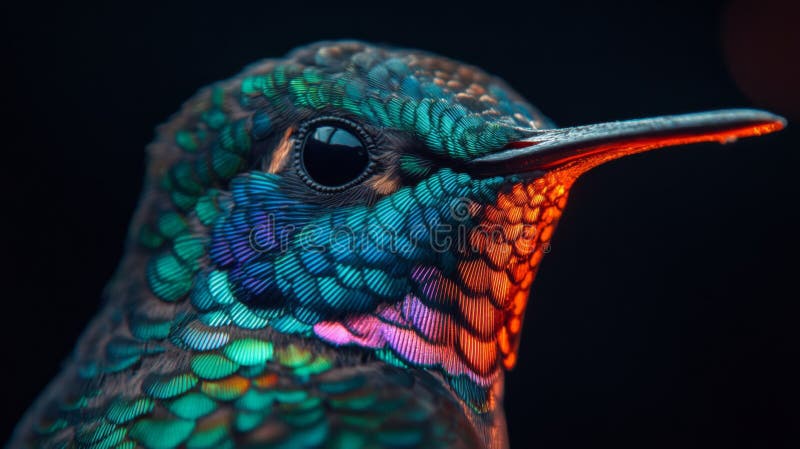 Vibrant Hummingbird Portrait Shows Iridescent Feathers Stock Photo ...