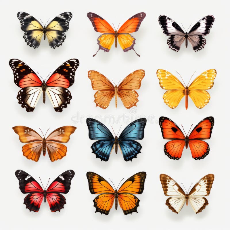 Vibrant Hyper-realistic Butterfly Illustrations on Transparent ...