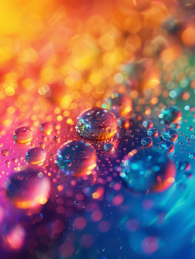 Vibrant Hyperrealistic 3D Render of Water Droplets on Colorful ...