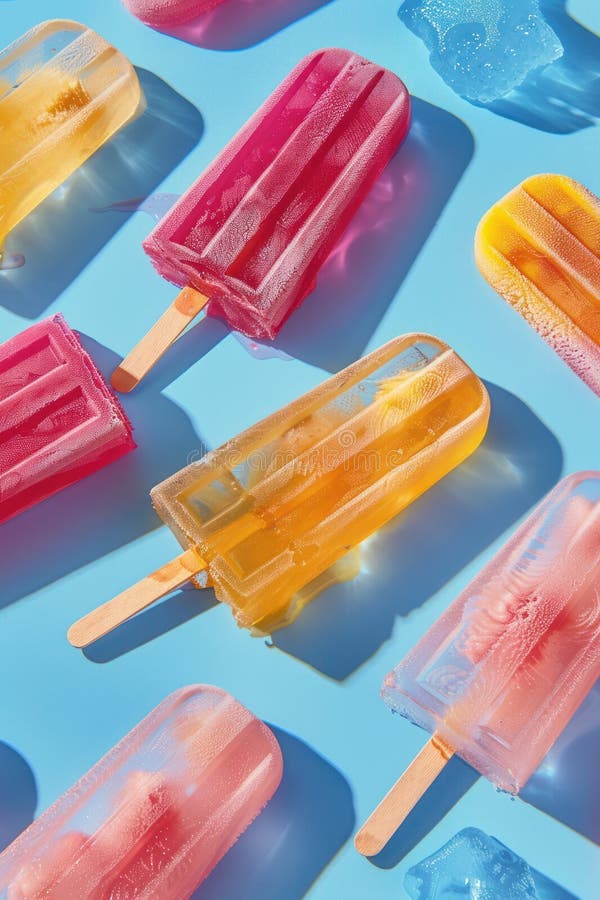 Vibrant Ice Cream Against a Pastel Blue Backdrop Stock Image - Image of ...