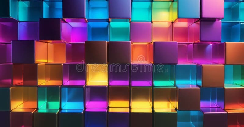 Vibrant Illuminated Cubes in Pattern Stock Photo - Image of vibrant ...