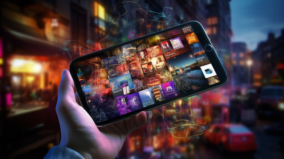 Vibrant Illuminated Network of Futuristic Electronic Communication ...