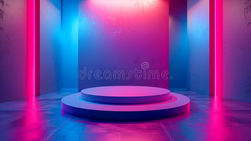 A Vibrant Illuminated Stage Setup with Neon Lights in a Modern Space at ...