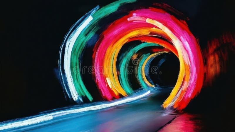 A Vibrant, Illuminated Tunnel with Swirling Colors Creating a Dynamic ...