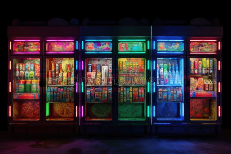 Vibrant Illuminated Vending Machine Row Stock Illustration ...