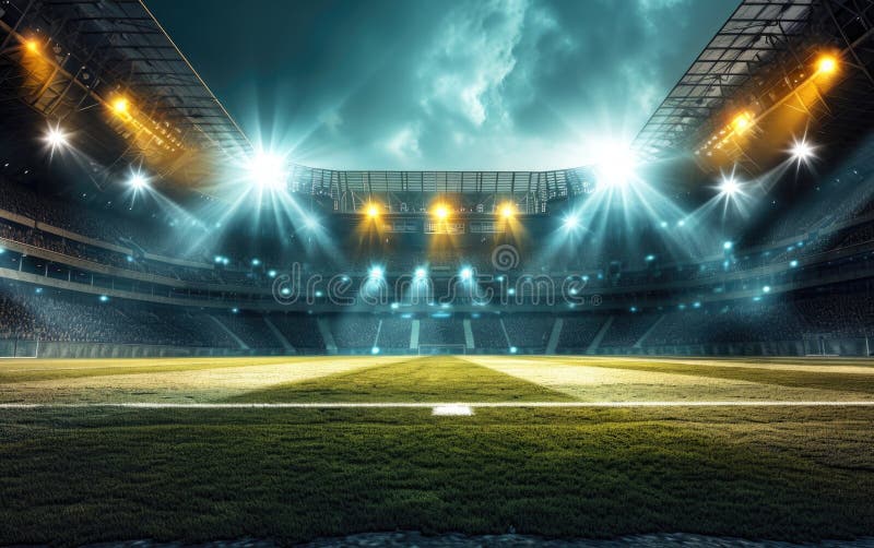 The Vibrant Illumination of a Packed Stadium Stock Photo - Image of ...