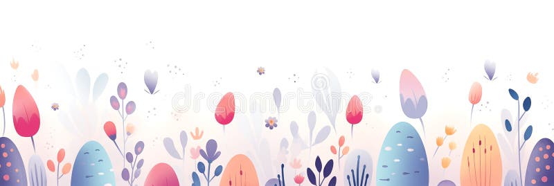 Vibrant, Illustrated Easter Banner with Flowers and Eggs, Delightful ...
