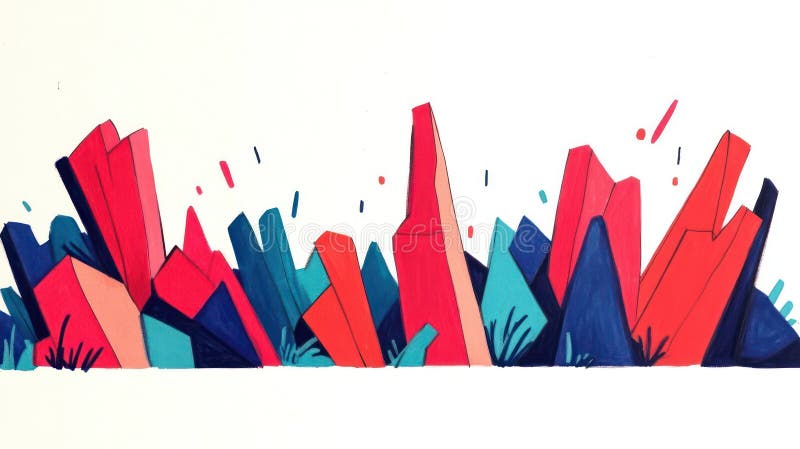 A Vibrant Illustration of Abstract Crystal Formations in Bold Colors ...