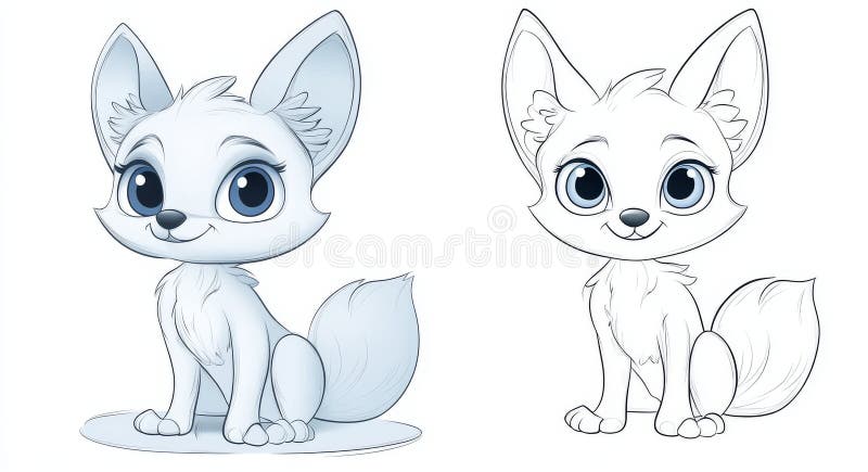 A Vibrant Illustration of an Adorable Fox Character with an Outline ...