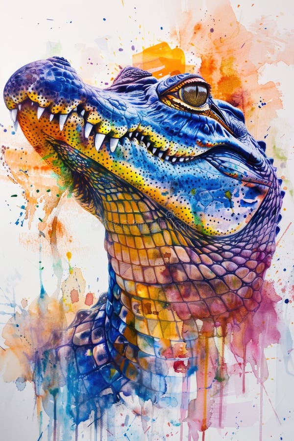 A Vibrant Illustration of an Alligator in Various Colors, Created Using ...