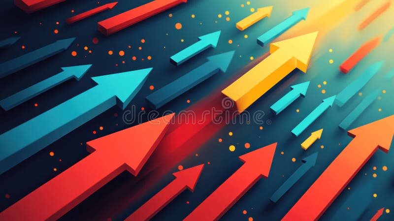 Vibrant Illustration of Arrows Moving Upward, Symbolizing Growth and ...