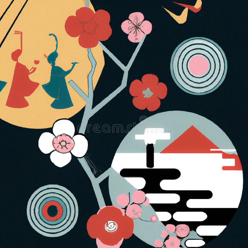 Vibrant Illustration with Asian Elements for a Poster Stock ...