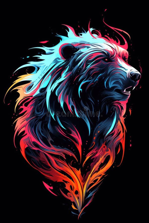 Abstract Bear Illustration. Created by Generative Artificial ...